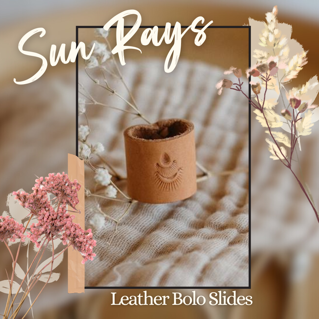 Stamped Leather Bolo Slide - Sun Rays – Wylder Trading Co.